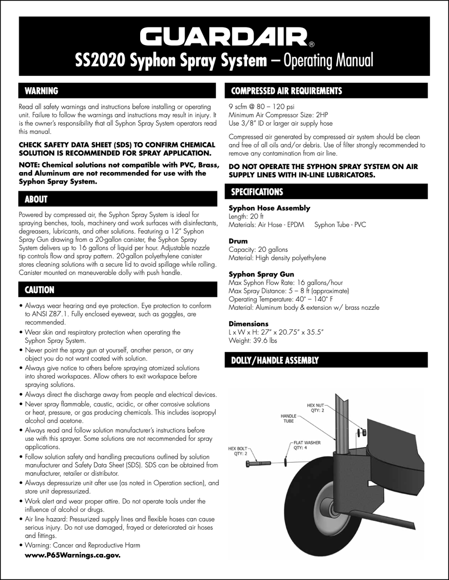 Product Literature - Syphon Spray System Operating Manual